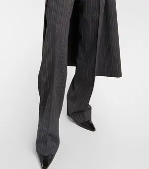 Alessandra Rich High-rise Straight Pinstriped Wool Blend Trousers