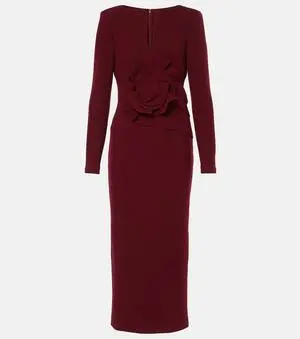 Roland Mouret Floral Wool Crepe Midi Dress - Red