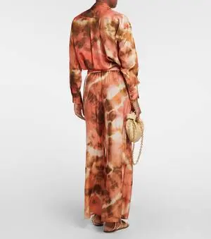 Zimmermann Vacay Tie-dye Silk Wide-leg Trousers