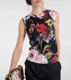 Dolce & Gabbana Floral Silk Knit Tank Top