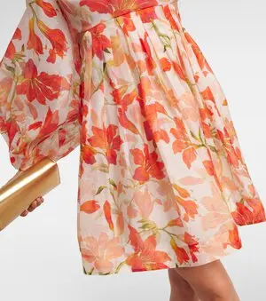 Zimmermann Trancquillity Floral Linen And Silk Mini Dress