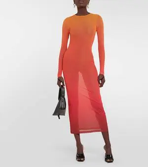 COURREGES Gradient Semi-sheer Midi Dress