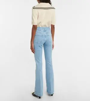 FRAME Double Button Flare High-rise Jeans