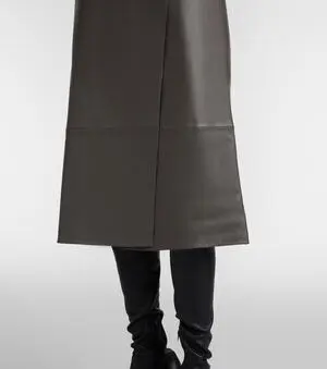 YVES SALOMON Leather Midi Skirt
