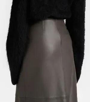 YVES SALOMON Leather Midi Skirt