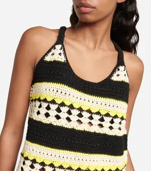 GANNI Logo Striped Crochet Minidress