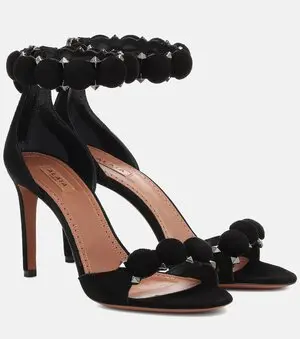 Alaïa Alaia Black Suede Embellished Sandals Black