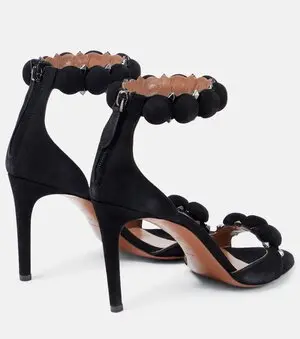 Alaïa Suede Embellished Sandals - Black