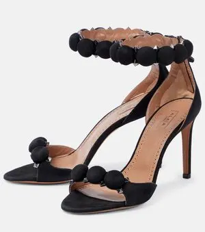 Alaïa Suede Embellished Sandals - Black
