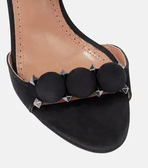 Alaïa Suede Embellished Sandals - Black