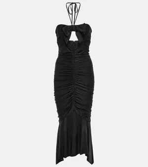 Alexandre Vauthier Halterneck Ruched Midi Dress