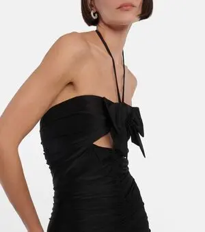 Alexandre Vauthier Halterneck Ruched Midi Dress