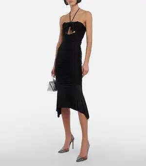 Alexandre Vauthier Halterneck Ruched Midi Dress