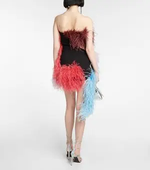 Attico Keri Feather-embellished Mini Dress