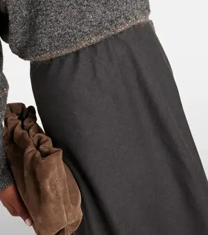 Brunello Cucinelli Wool-blend Midi Skirt - Grey