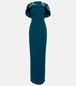 Safiyaa Embellished Crepe Gown - Blue