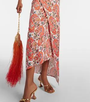Rabanne Gathered Paisley Jersey Midi Dress