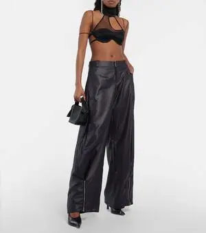 DIDU Zip-detail Wide-leg Silk Trousers