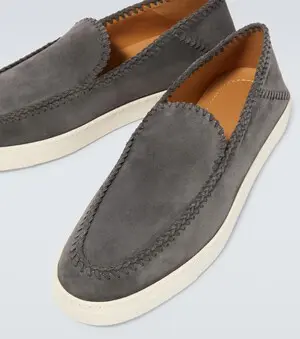 Giorgio Armani Galleria Suede Slip-on Shoes - Grey