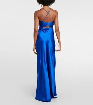 THE SEI Asymmetrical Cutout Silk Gown