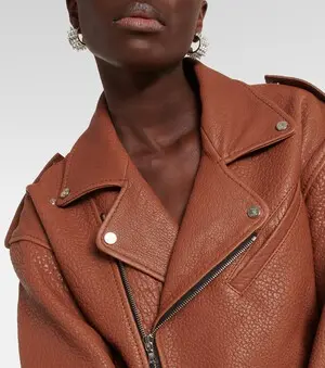 David Koma Oversized Leather Biker Jacket