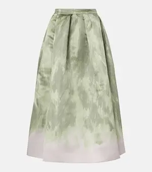 Dries Van Noten Satin Midi Skirt - Green