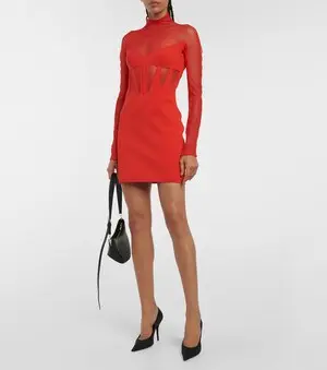 MUGLER Tulle-trimmed Minidress
