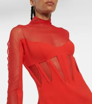 MUGLER Tulle-trimmed Minidress