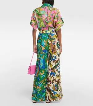 ALEMAIS Yvette High-rise Wide-leg Linen Pants - Multicoloured