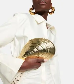 Simkhai Bridget Metal Shell Clutch - Gold