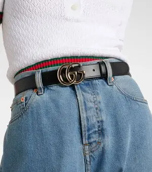 Gucci Gg Marmont Leather Belt - Black