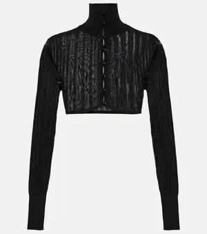 Alaïa Ribbed-knit Cropped Cardigan