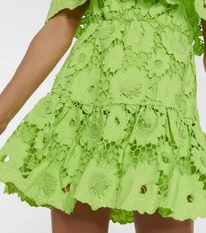 SELF-PORTRAIT Off-shoulder Cotton Lace Mini Dress