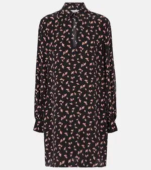 Chloé Floral Silk Chiffon Mini Dress - Brown