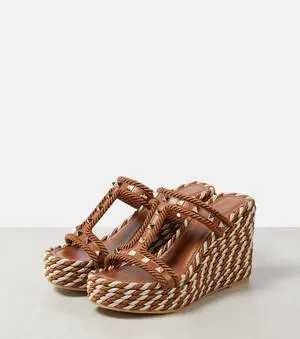 Valentino Garavani Rockstud Leather Espadrille Wedges