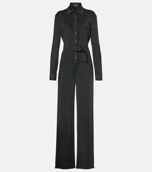 TOM FORD Belted Jersey Jumpsuit - Black
