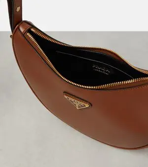 Prada Arqué Small Leather Shoulder Bag - Brown