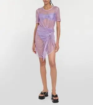 Simkhai Doris Embellished Mesh Beach Cover-up