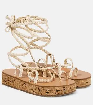 ANCIENT GREEK SANDALS Caryatis Leather Platform Sandals - Beige