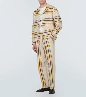 BODE Striped Cotton Straight Leg Trousers