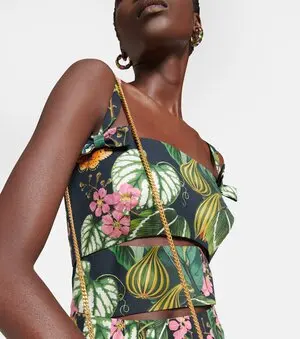 Oscar De La Renta Printed Cotton-blend Poplin Midi Dress