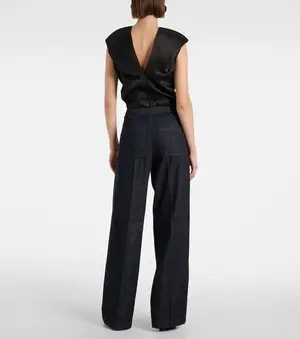 Vince Low-rise Cotton Twill Wide-leg Trousers
