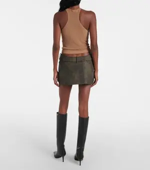 AYA MUSE Kaya Belted Faux Leather Miniskirt