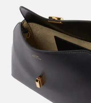 TOTEME T-lock Small Leather Clutch - Black