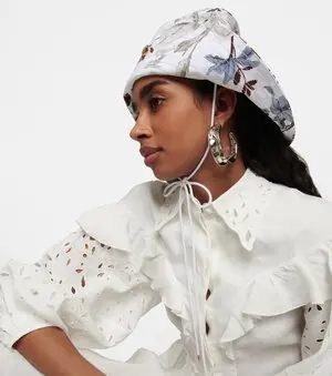 Erdem Floral Linen-blend Bucket Hat