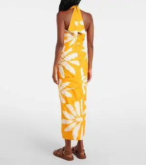 Johanna Ortiz Printed Twisted Cutout Midi Dress