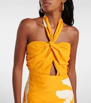 Johanna Ortiz Printed Twisted Cutout Midi Dress