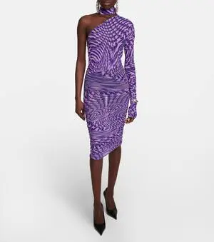 MUGLER Printed Mesh Cutout Mini Dress