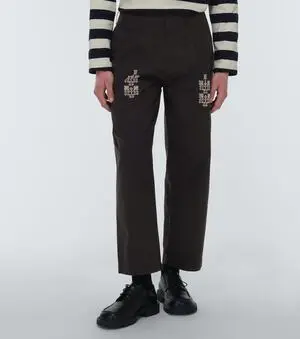 ADISH Embroidered Cotton Pants - Black