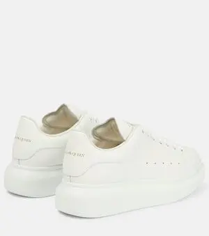 Alexander McQueen Oversized Leather Lace-up Sneakers - White